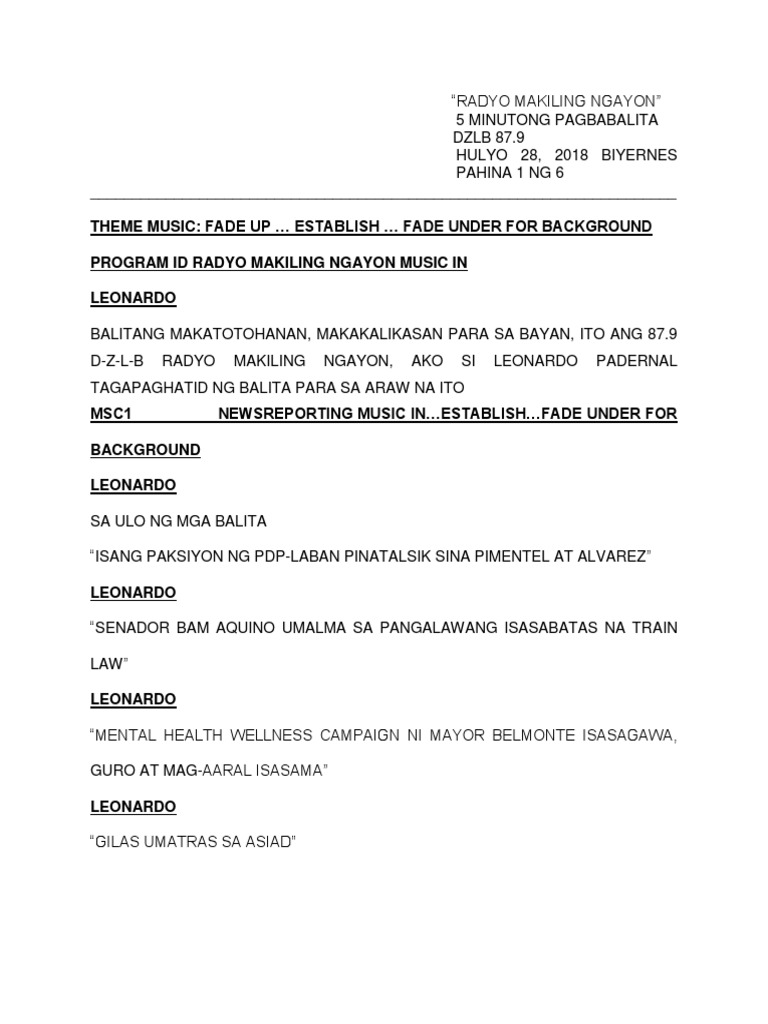 Radyo Makiling Ngayon Script | PDF