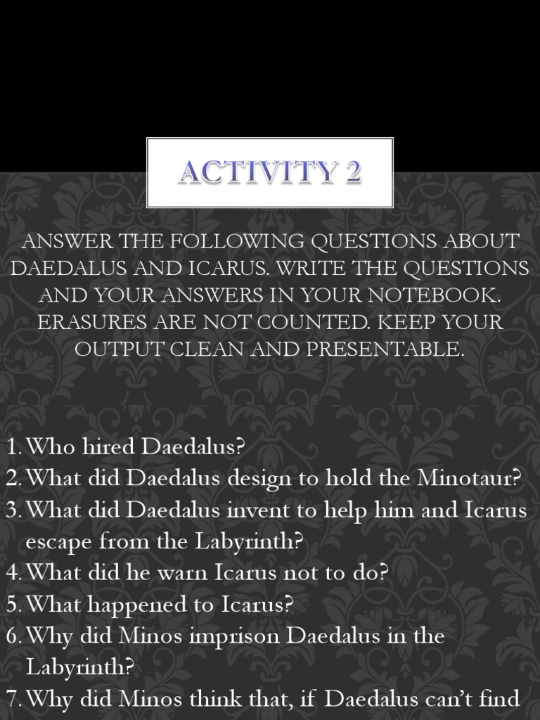 Daedalus and Icarus Activity | PDF | Young Adult