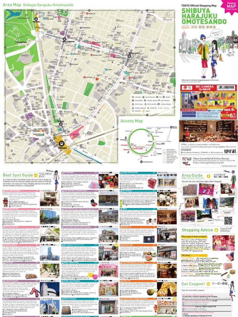 Tokyo Shibuya Harajuku Tourist Map | PDF | Retail | Business