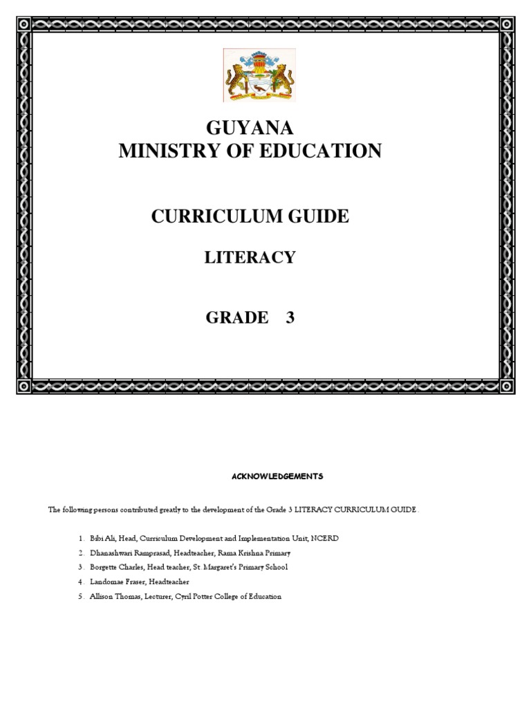 Grade 3 Literacy Curriculum Guide | PDF | Syllable | Vocabulary