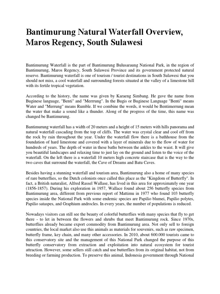 Bantimurung Natural Waterfall Overview, Maros Regency, South Sulawesi ...