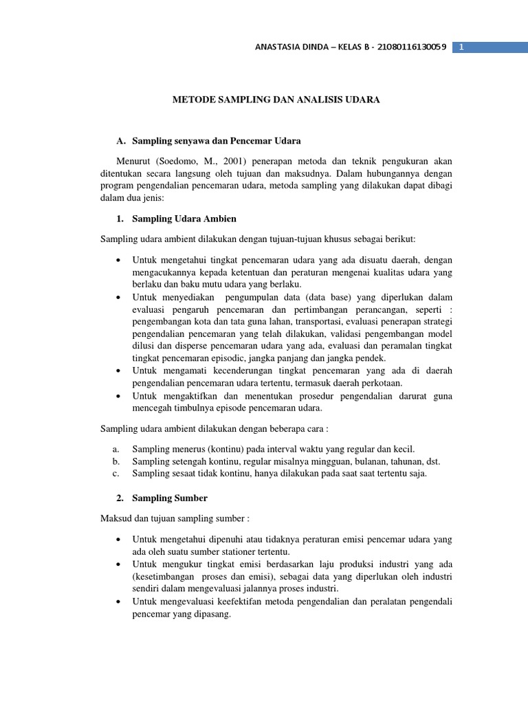 Metode Sampling Dan Analisis Udara | PDF | Metode & Bahan Ajar | Teknologi & Rekayasa