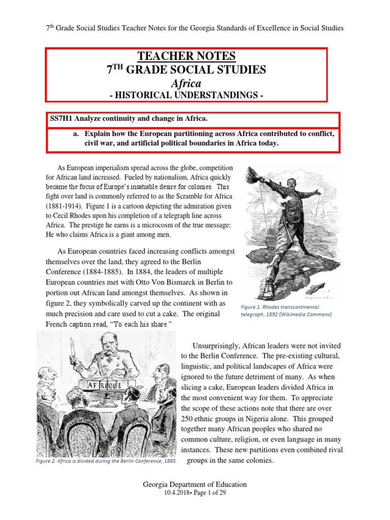 Social Studies 7th Grade Africa Teacher Notes | Download Free PDF ...