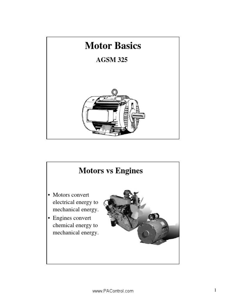 Tutorial Motor Basics Lecture PDF | PDF | Electric Motor | Engines