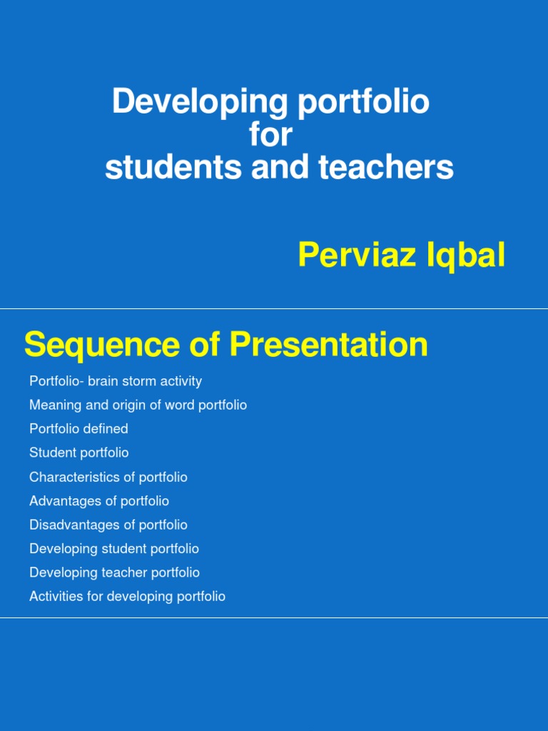 Developing Effective Student and Teacher Portfolios: Organizing ...