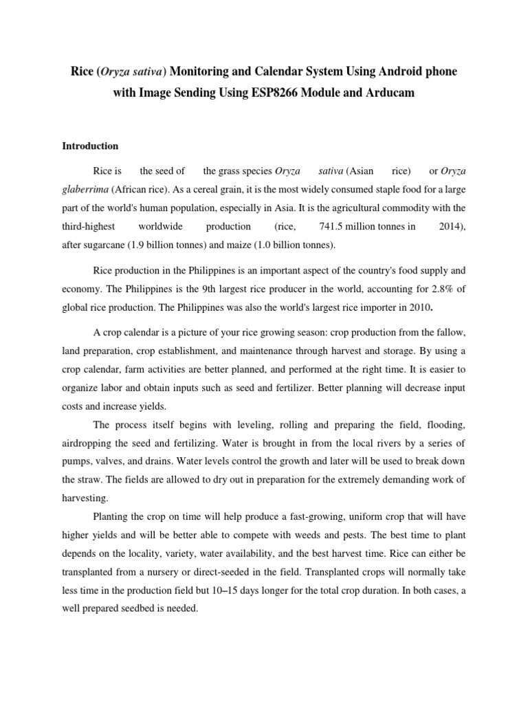 Rice Monitoring and Calendar System Using Android Phone and Arduino ...