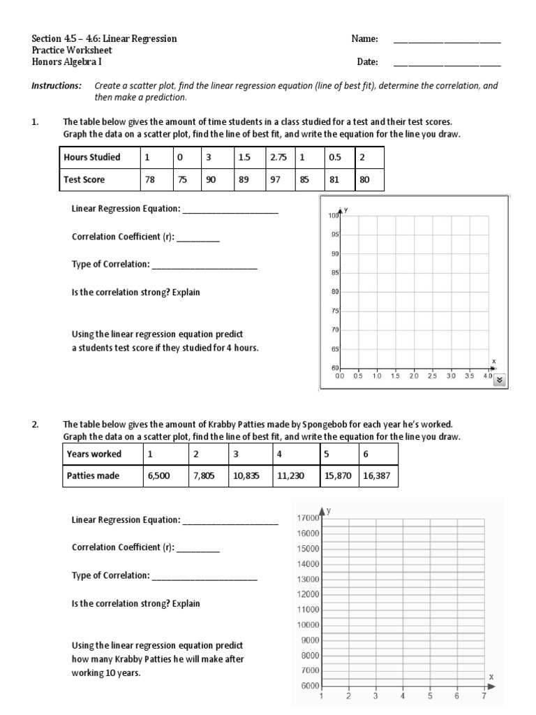 Practice Worksheet | PDF | Correlation And Dependence | Regression Analysis