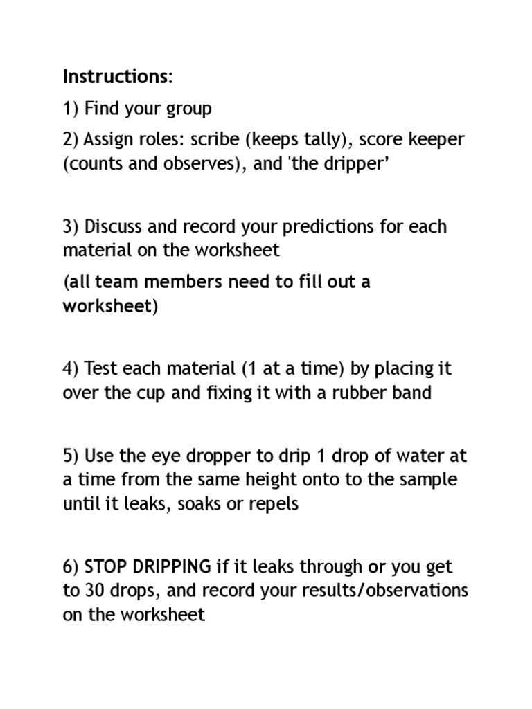 Leak Soak or Repel Instructions PDF | PDF