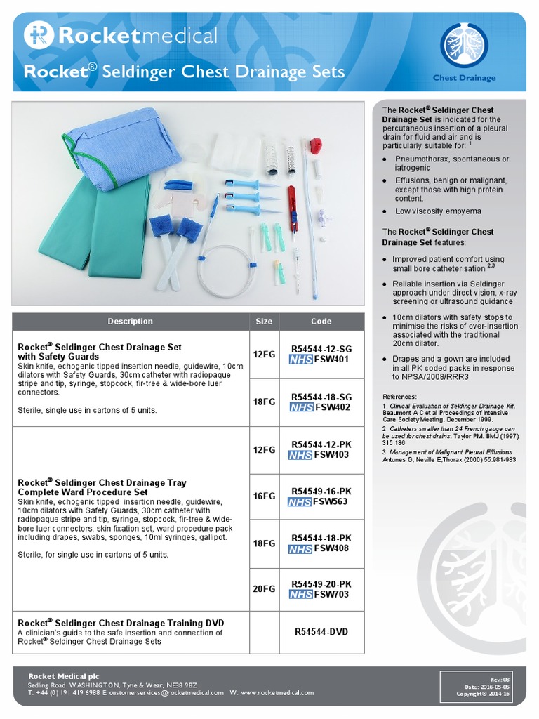 Rocket Seldinger Chest Drainage Set-Uk | PDF | Medical Equipment ...