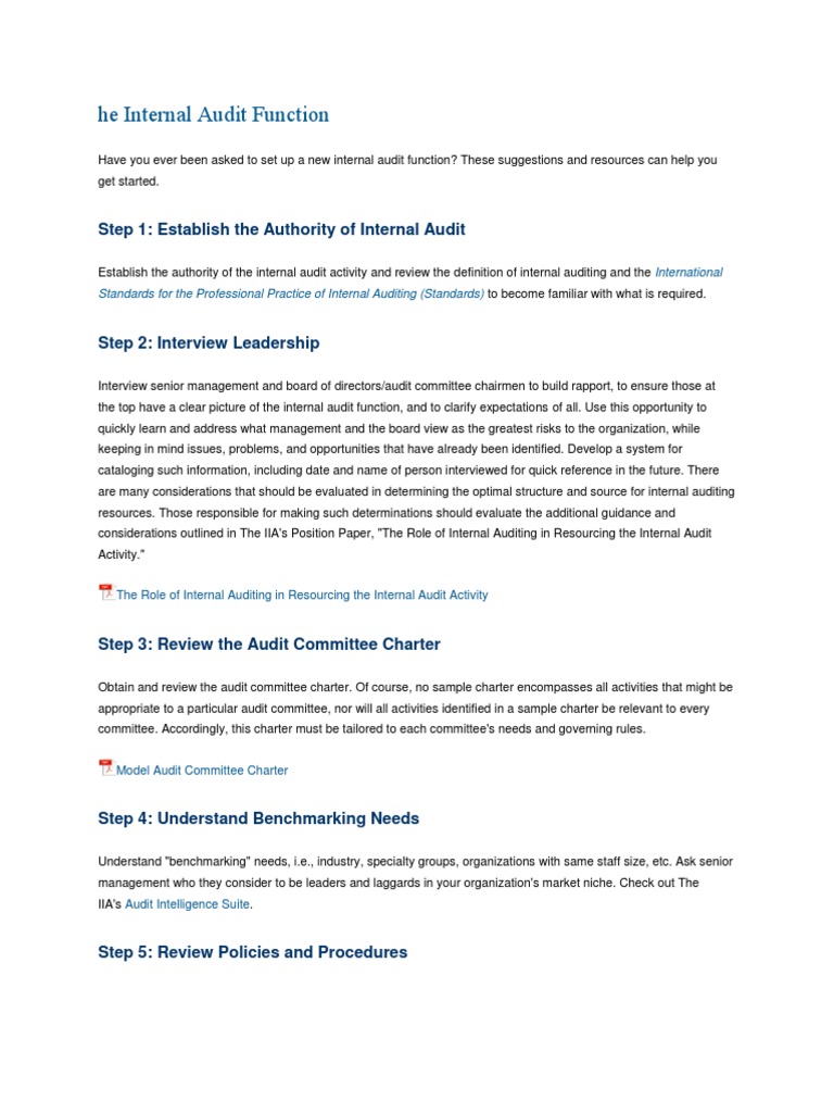 The Internal Audit Function | PDF | Internal Audit | Audit Committee