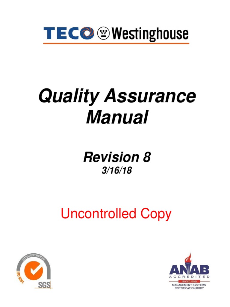 Quality Assurance Manual: Revision 8 | Quality Management System ...
