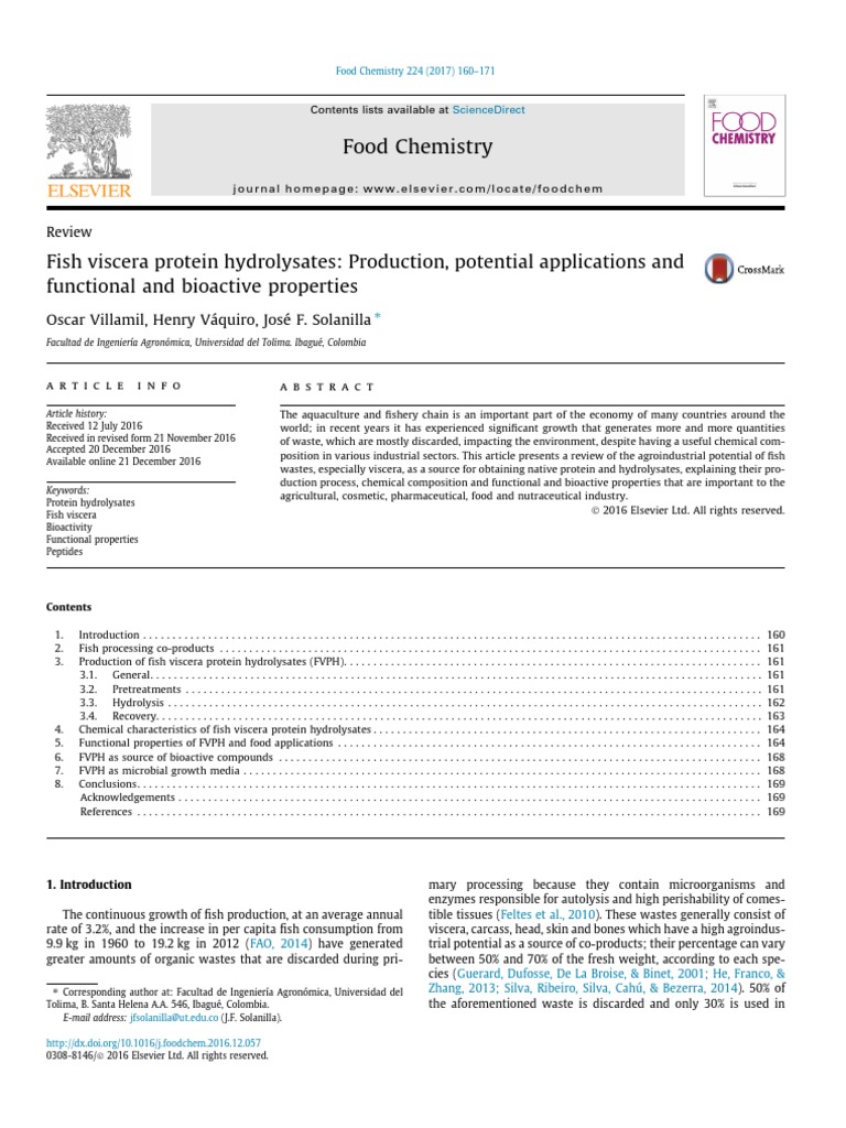 Art 1 - Fish Viscera Protein Hydrolysates - Production, Applications ...
