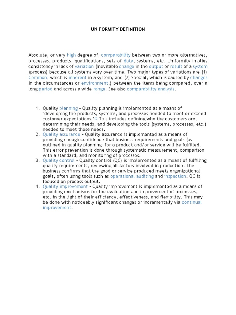 Uniformity Definition - S | PDF