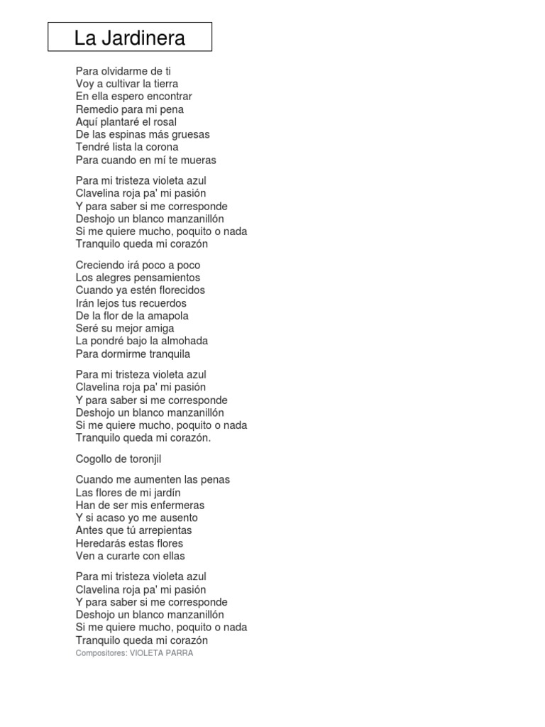 Letra La Jardinera | PDF