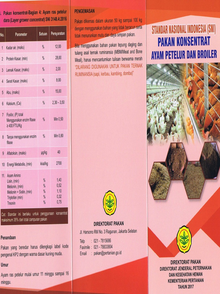 Leaflet - Direktorat Pakan - Sni Pakan Konsentrat Ayam Petelur Dan ...