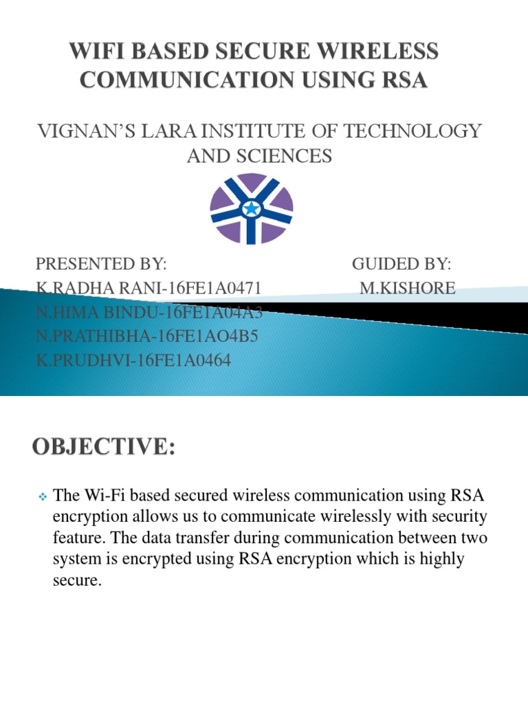 Wifi Based Secure Wireless Communication Using Rsa Pdf Encryption Cryptography