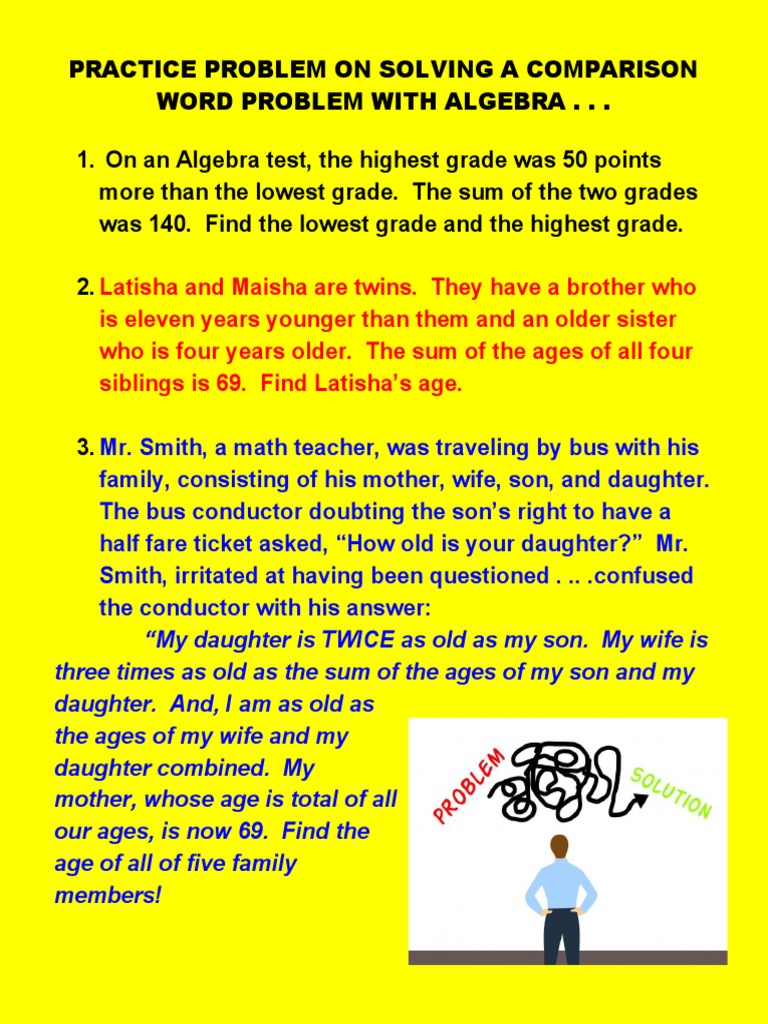 Algebra Comparison Word Problems | PDF