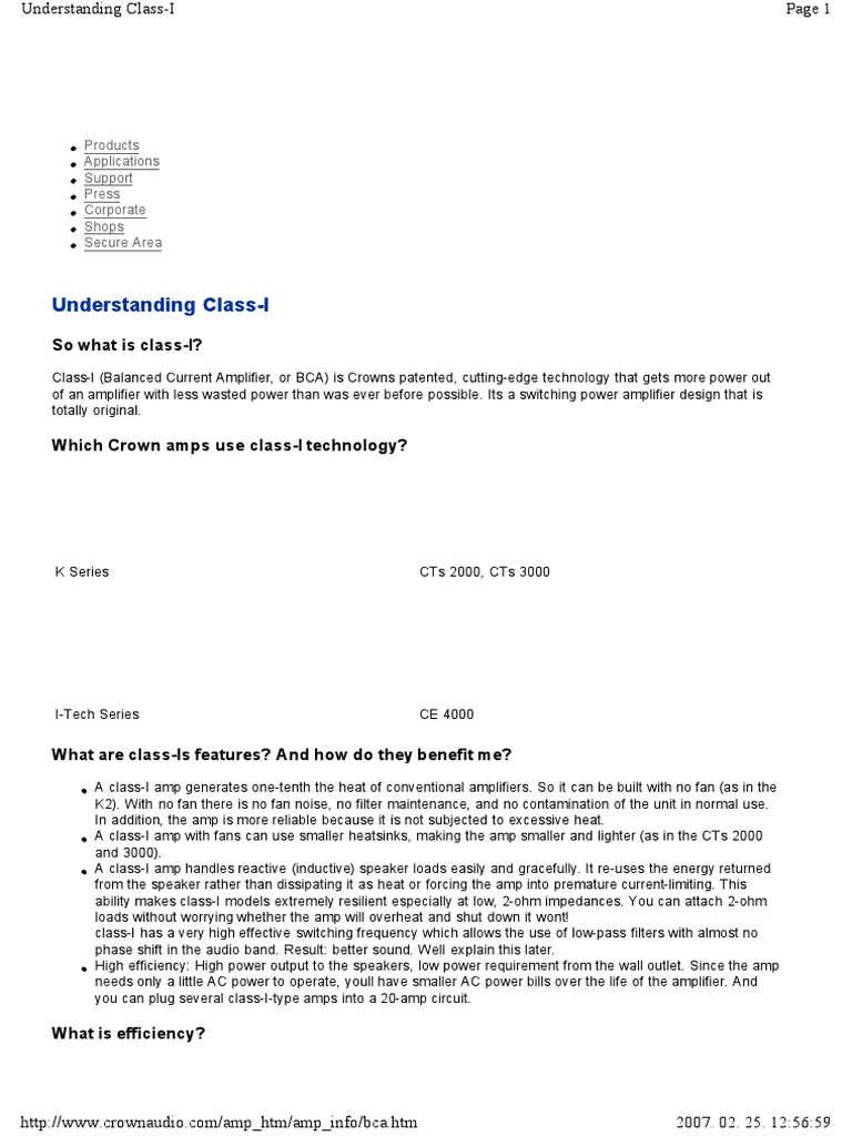 Understanding Class-I: Products Applications Support Press Corporate ...