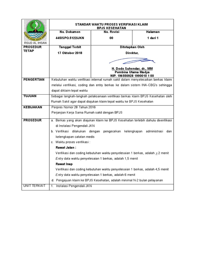Proses Verifikasi Klaim BPJS Kesehatan | PDF