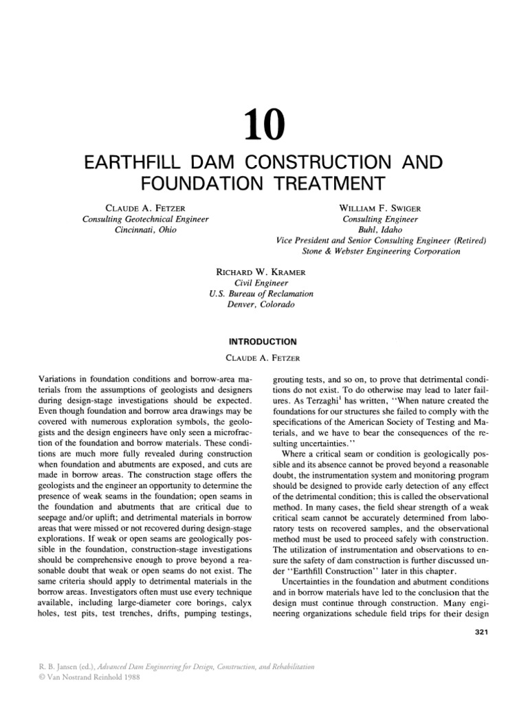 Earthfill Dam Construction and Foundation Treatment | PDF | Dam | Soil ...
