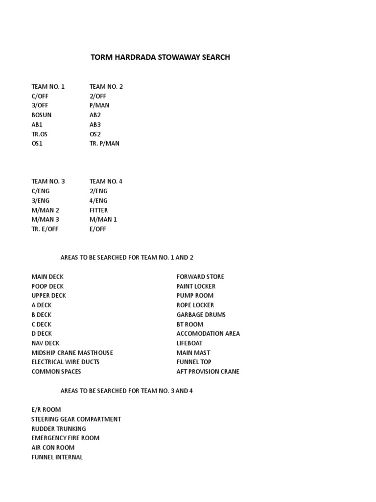 Stowaway Search CL | PDF