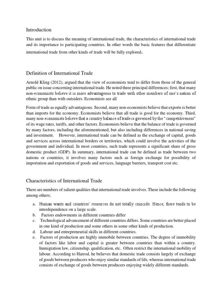 International Trade Topic | PDF | Trade | Business