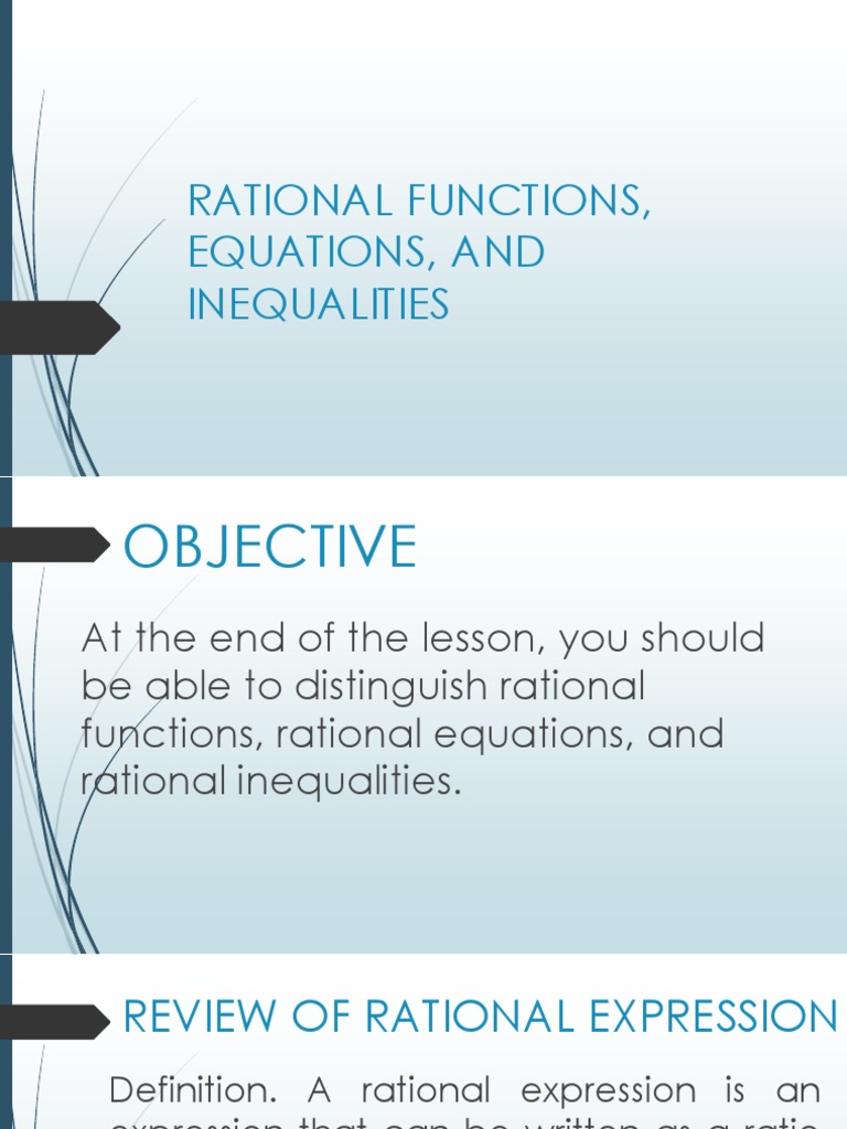 7 Rational Functions Equations Inequalities | PDF | Polynomial | Inequality (Mathematics)