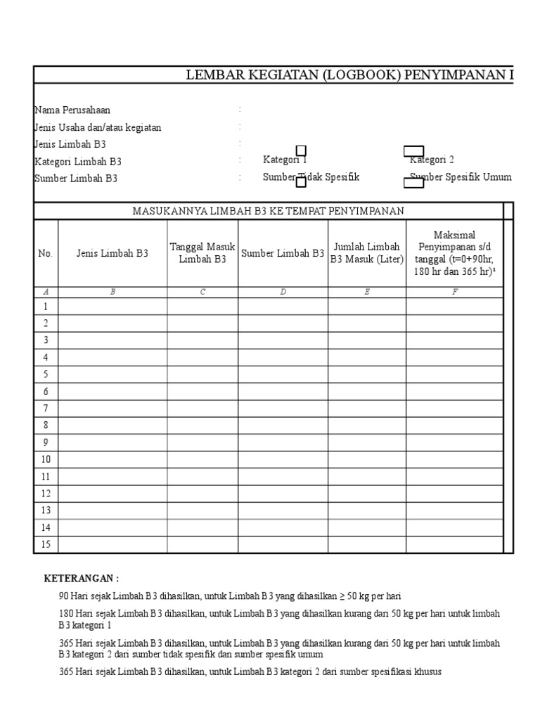 Logbook Limbah B3 BARU | PDF