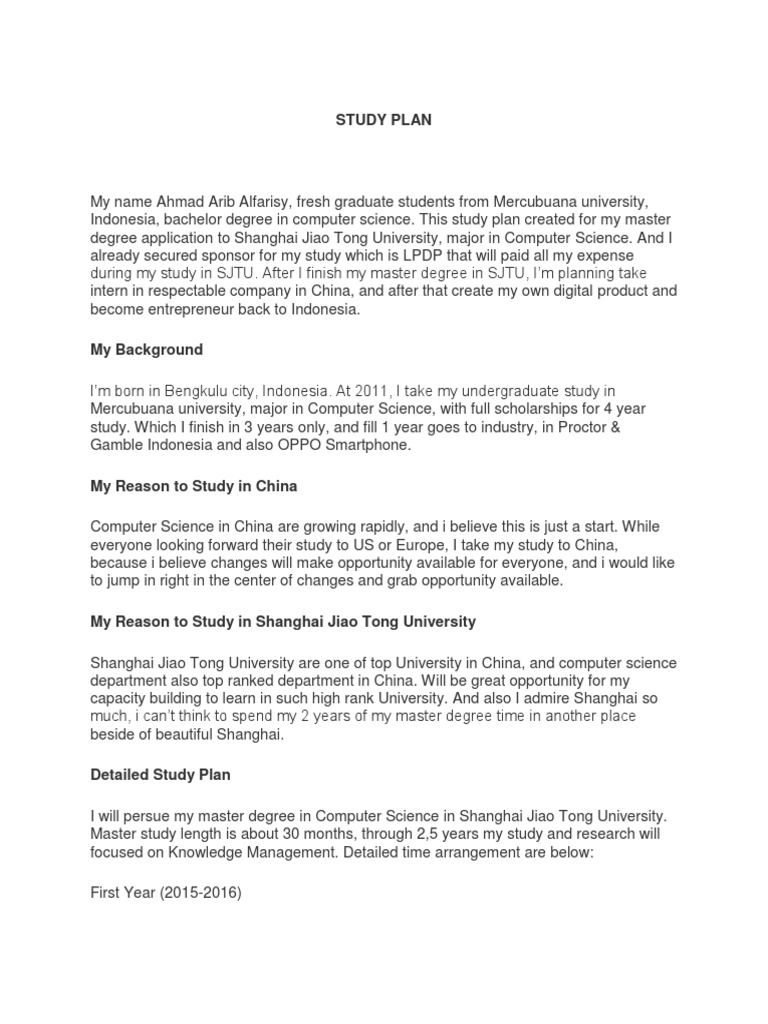 Study Plan | PDF | Academic Degree | University