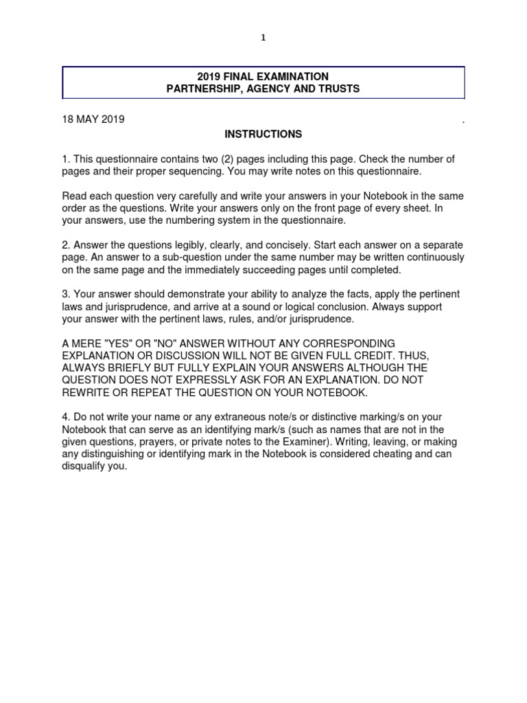 Partnership Questions | PDF | Question | Jurisprudence