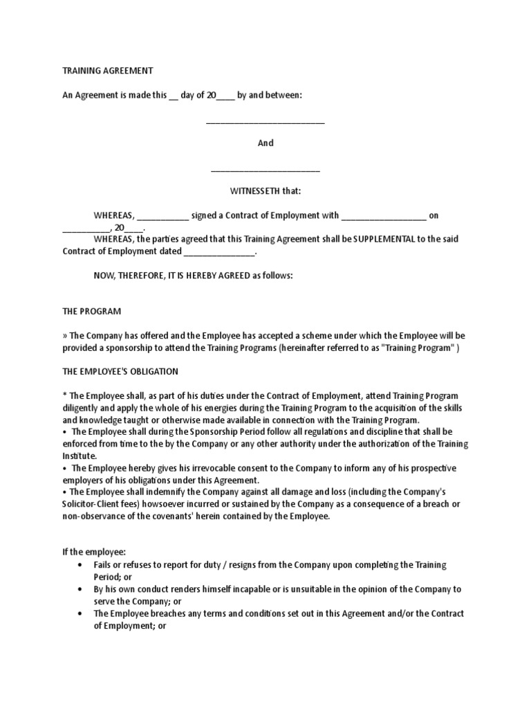 Training Agreement | PDF | Government Information | Common Law
