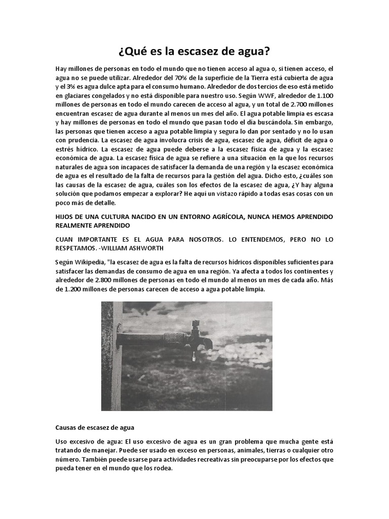 Qué Es La Escasez de Agua INGLES | PDF | Escasez de agua | Agua dulce