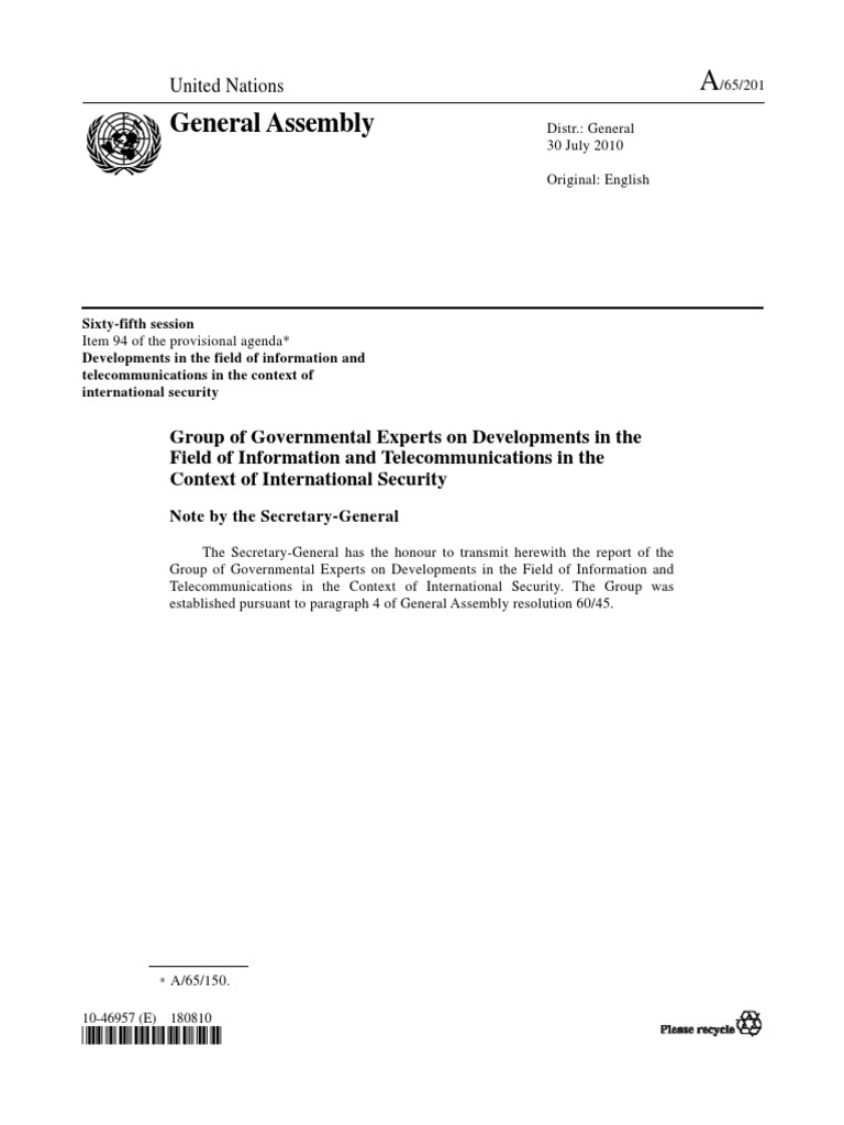 UNGC Report | PDF | Computer Security | Security