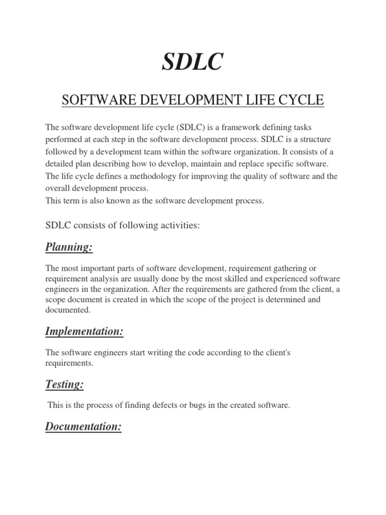 Sofware Development Life Cycle | PDF | Software Development | Software ...