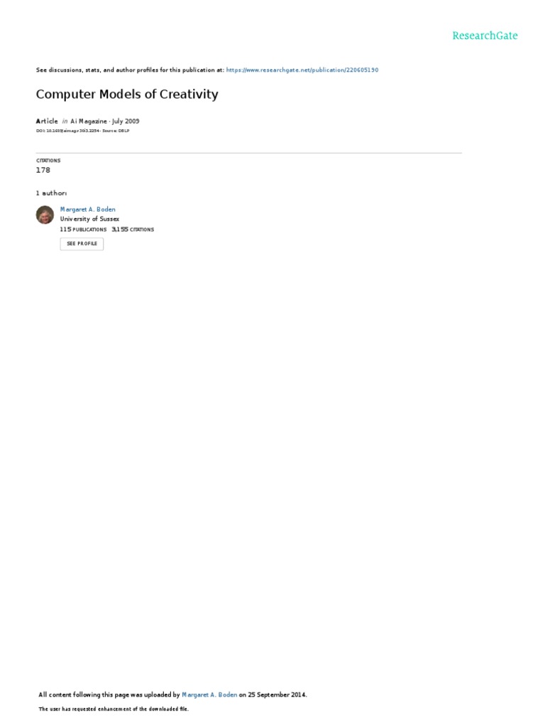 Computer Models of Creativity | PDF | Artificial Intelligence ...