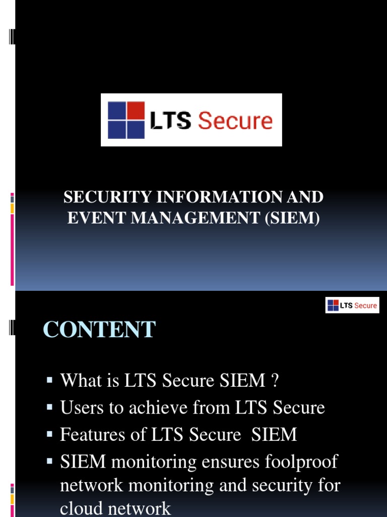 Lts Secure Security Information And Event Management Siem Pdf Information Security Cloud