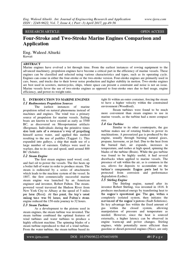 Four-Stroke and Two-Stroke Marine Engines Comparison and Application ...