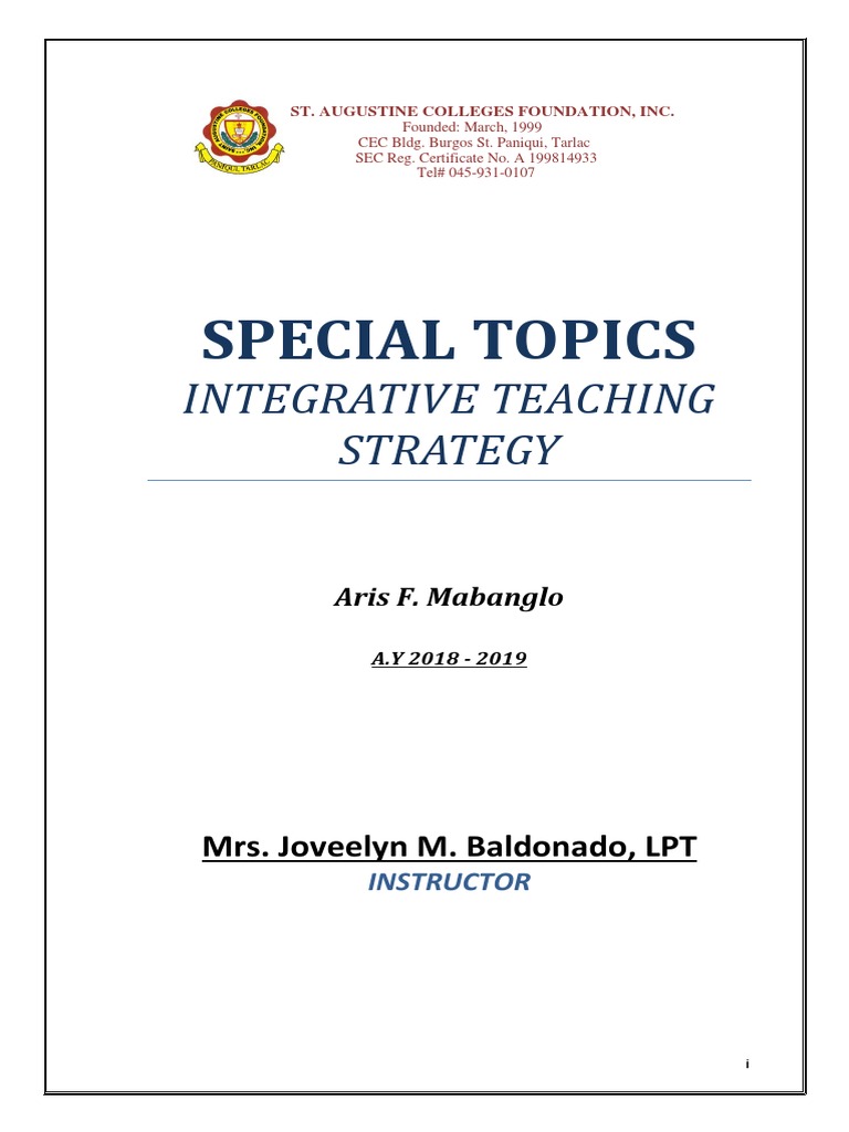 Special Topics Integrative Teaching Strategy | PDF