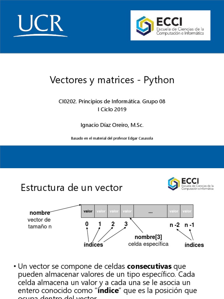 Vectores y Matrices en Python | PDF | Matriz (Matemáticas) | Estructura ...