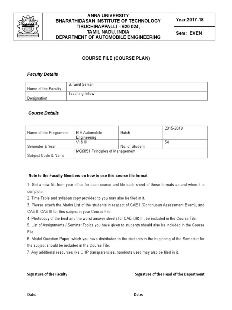 Lesson Plan - MG6851-POM | PDF | Human Resource Management | Engineering