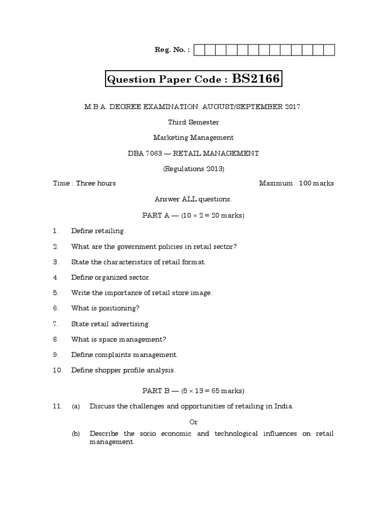 Retail MBA Sem 3 Anna University Questions PDF | PDF | Retail ...