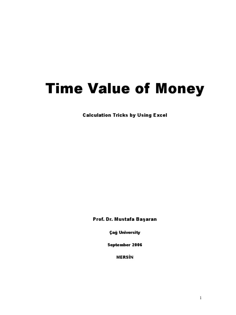 Time Value of Money: Calculation Tricks by Using Excel | PDF | Present ...