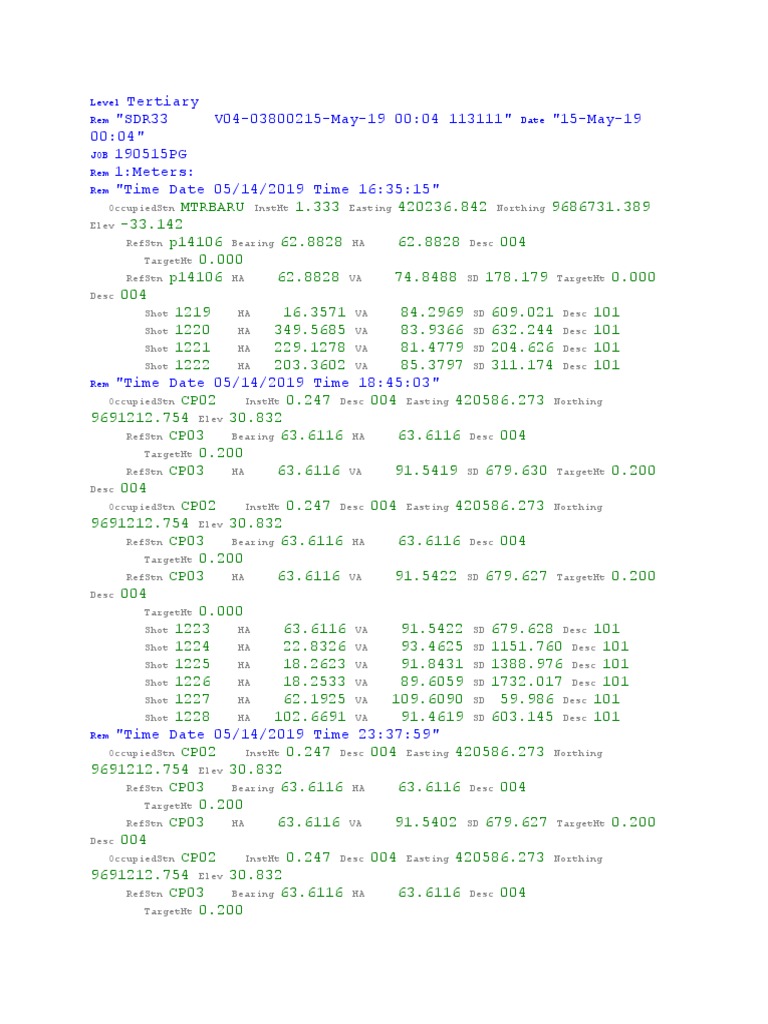 Tertiary "SDR33 V04-03800215-May-19 00:04 113111" "15-May-19 00:04 ...