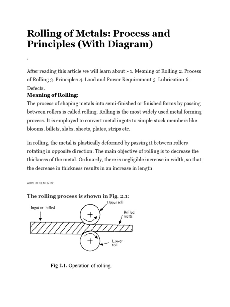 Metal Rolling: Process & Principles | PDF | Rolling (Metalworking ...