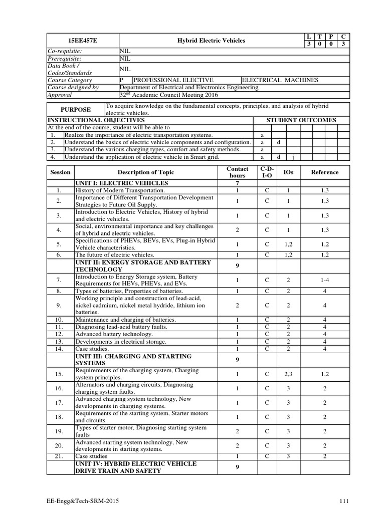 Hybrid Electric Vehicles Course Overview | PDF | Electric Vehicle ...