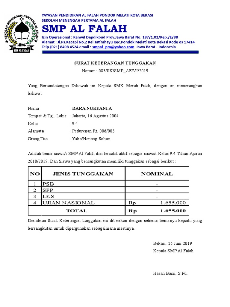 Surat Keterangan SMP | PDF