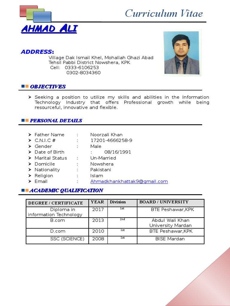 Curriculum Vitae: Ahmad LI | PDF