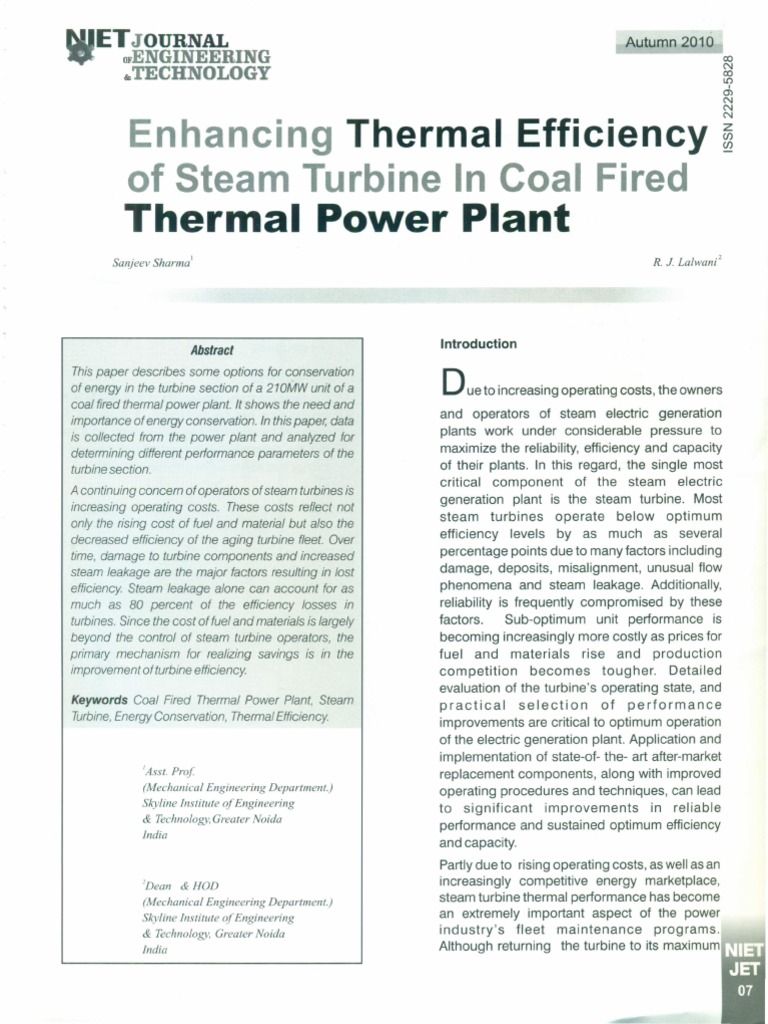 Thermal Efficiency of Turbine in A Thermal Power Plant | PDF | Power ...