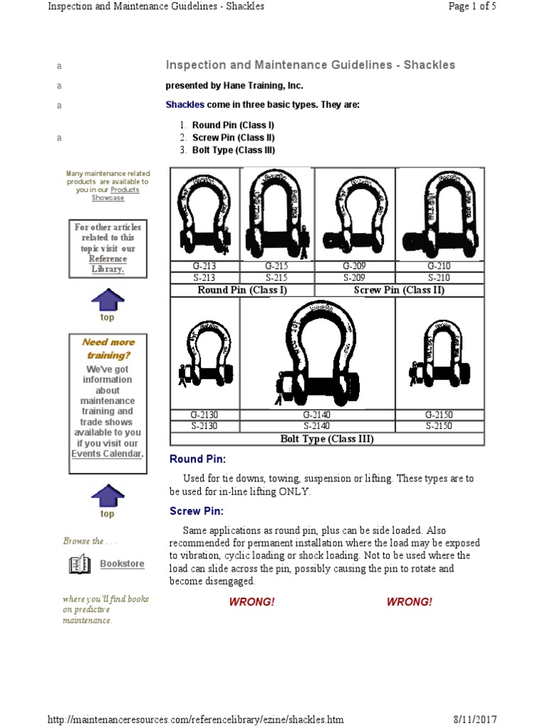 Inspection and Maintenance Guidelines - Shackles | PDF | Screw ...