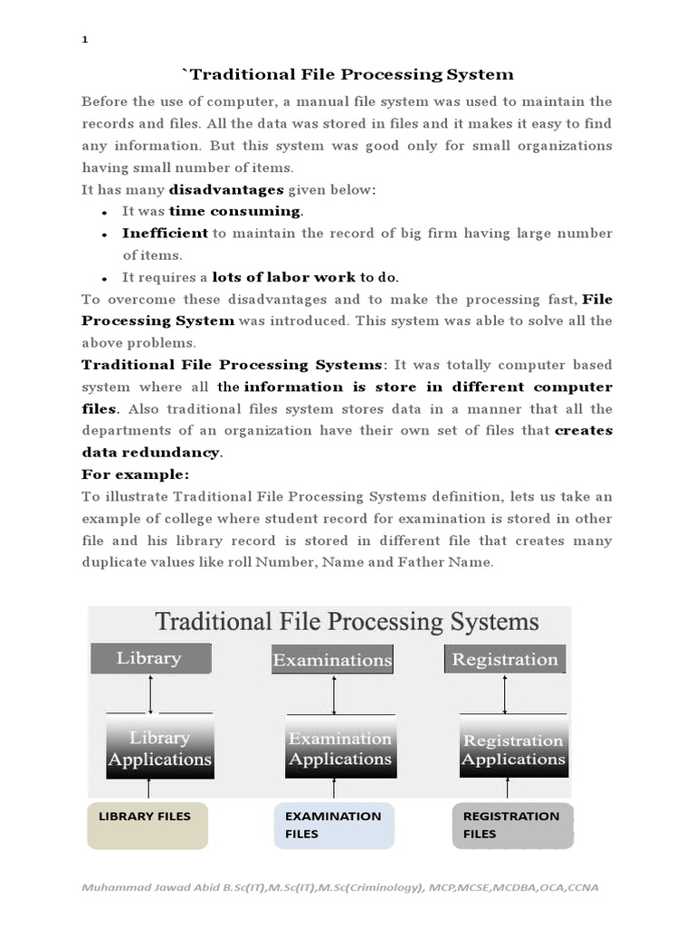 Traditional File Processing System Ne | PDF | Library (Computing ...
